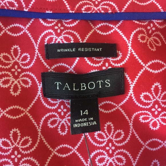 Talbots | Tops | Talbots Red Wrinkleresistant Buttonfront Shirt | Poshmark